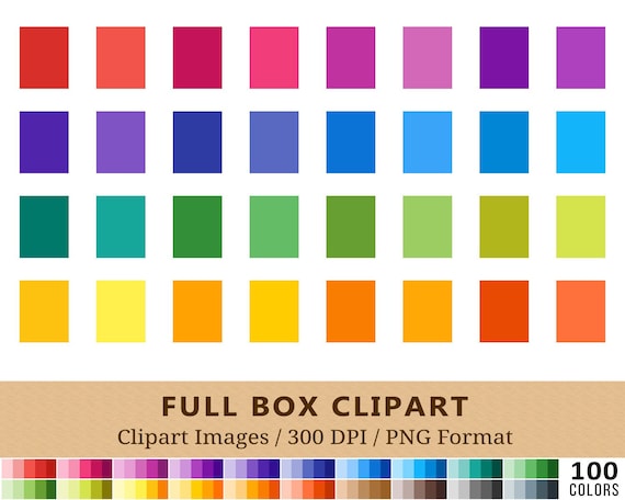 100 Solid Full Box Clipart Planner Supplies Full Boxes Clip | Etsy
