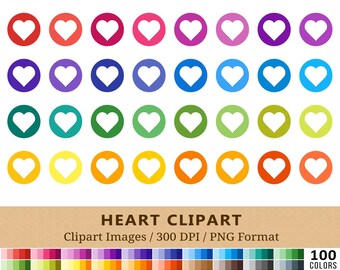 100 Heart Clip Art, Commercial Use Instant Download PNG Hearts Digital ...
