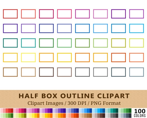 100 Outlined Half Box Clipart Supplies Outline Half Boxes | Etsy