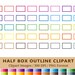 100 Outlined Half Box Clipart, Supplies, Outline Half Boxes Clip Art ...