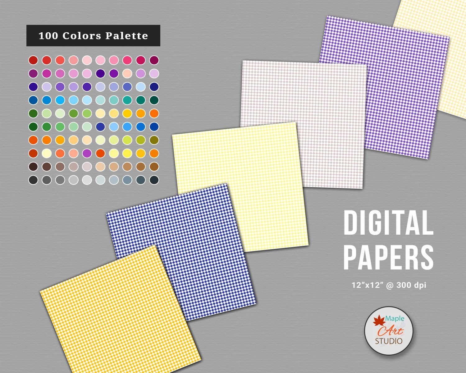 Diagonal Checkers Digital Papers, Checkerboard Pattern Paper, 100 ...