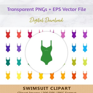 100 Swimsuit Clipart, Bikini Clip Art, Summer Beach, Rainbow Planner ...