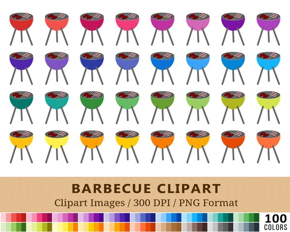100 Barbecue Clipart Cooking Clip Art Rainbow Colors Planner - Etsy