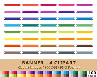 100 Ribbon Banner Clipart Banners Clip Art Rainbow Colors | Etsy