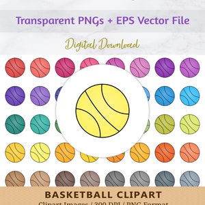 100 Basketball Clipart, Sports Ball Clip Art, Rainbow Colors Planner ...