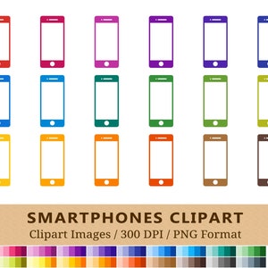 100 Smartphone Clipart, Mobile Phone Clip Art, Rainbow Colors, Planner ...