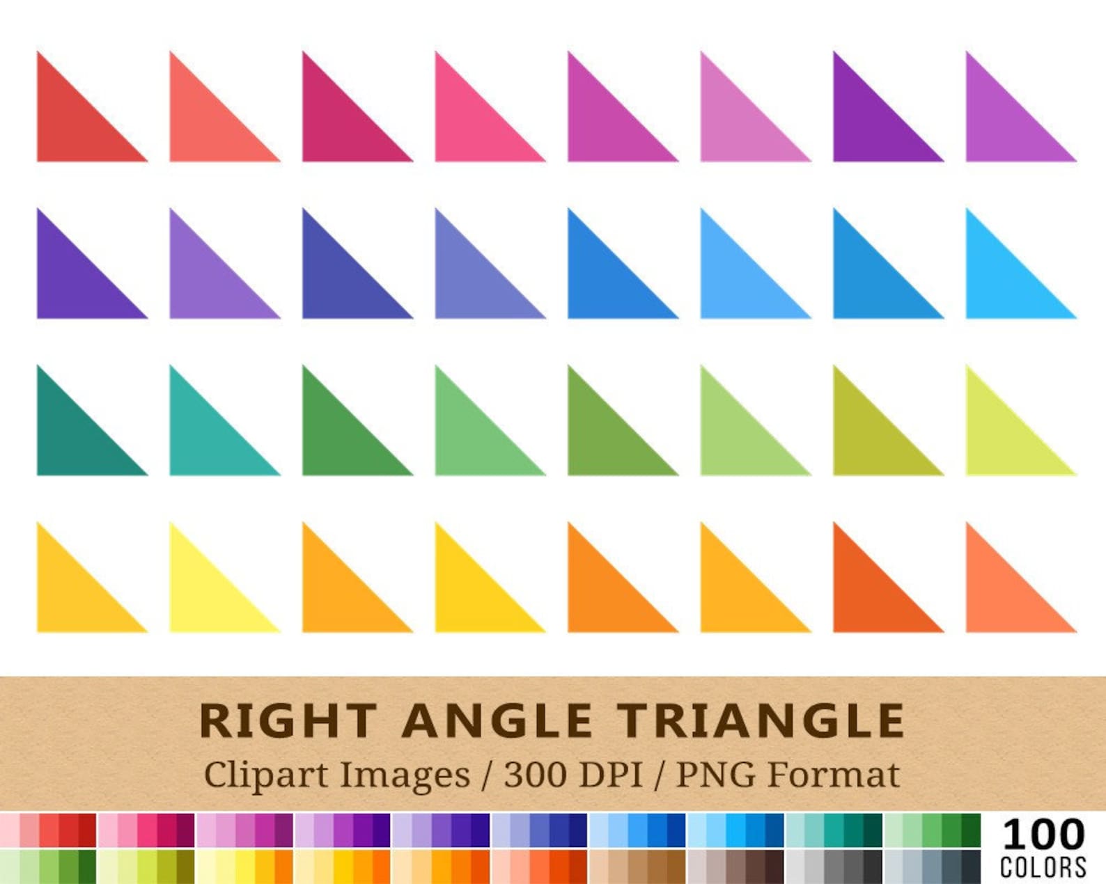 100 Right Angle Triangle Clipart, Shape Clip Art, Cute Rainbow Colors ...