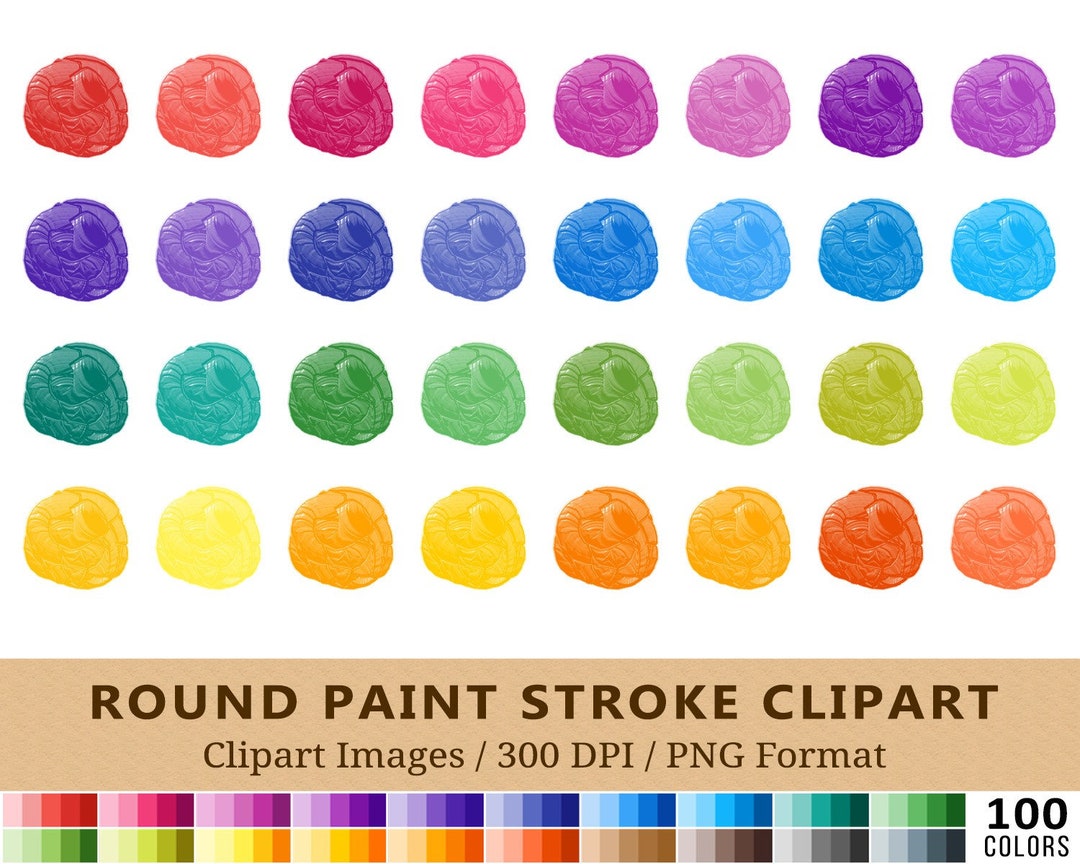 100 Paint Brush Strokes Clipart, Paint Splatter Clip Art, Rainbow ...