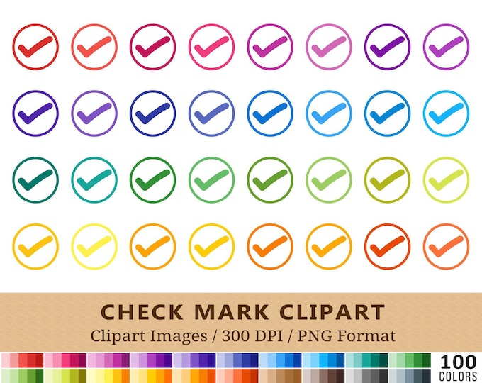 100 Colors Clip Art: Check Mark #4, Check Clip Art, Task Sticker, Check ...