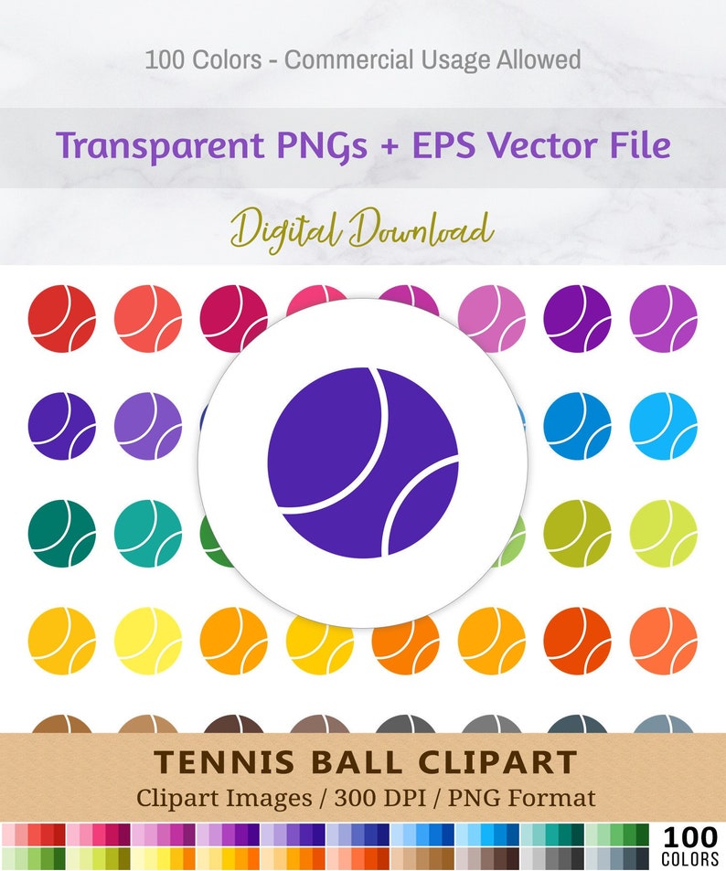 100 Tennis Ball Clipart, Sports Clip Art, Rainbow Movie Planner ...