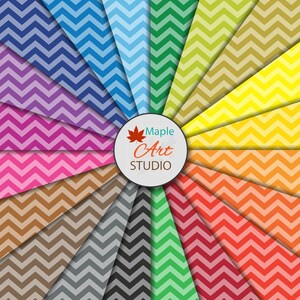 20 Chevron Digital Paper Pack, Chevron Printable Paper, Scrapbook Paper ...