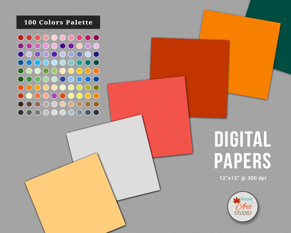 Solid Digital Paper Backgrounds Plain Papers 100 Colors | Etsy