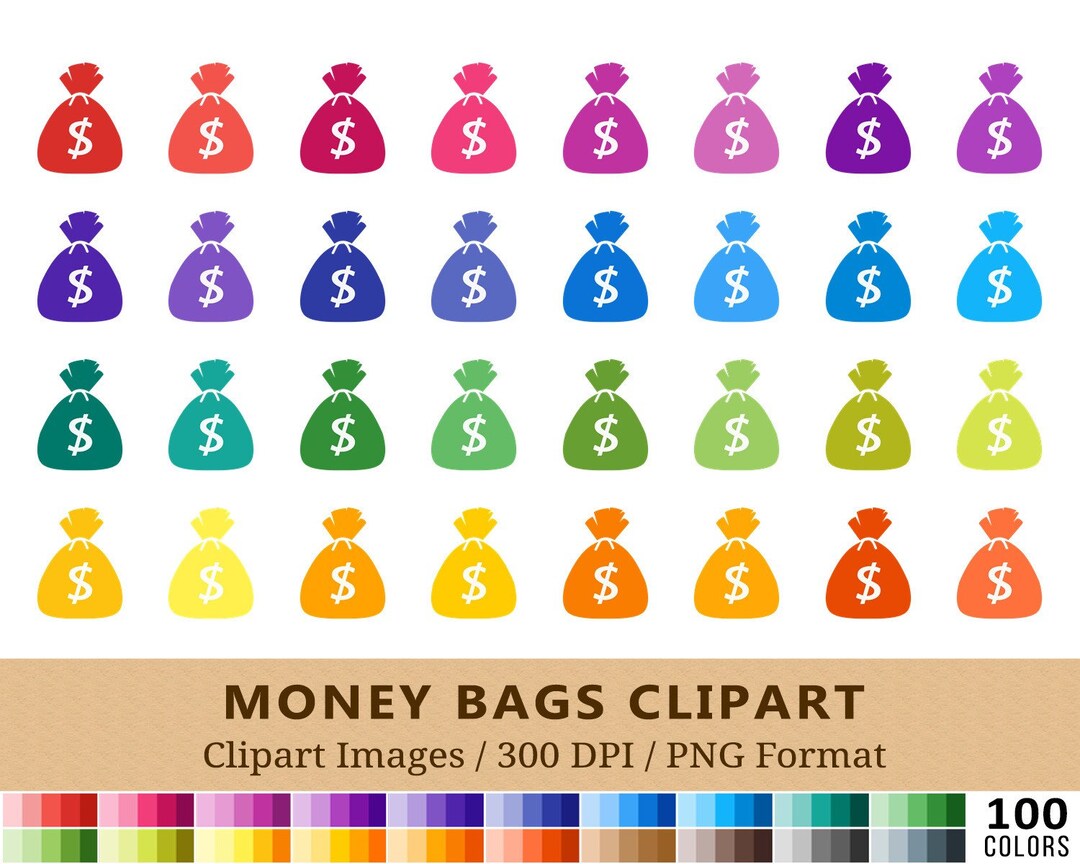 100 Money Bag Clipart, Coin Pouch Clip Art, Dollar, Cash, Pay Day ...