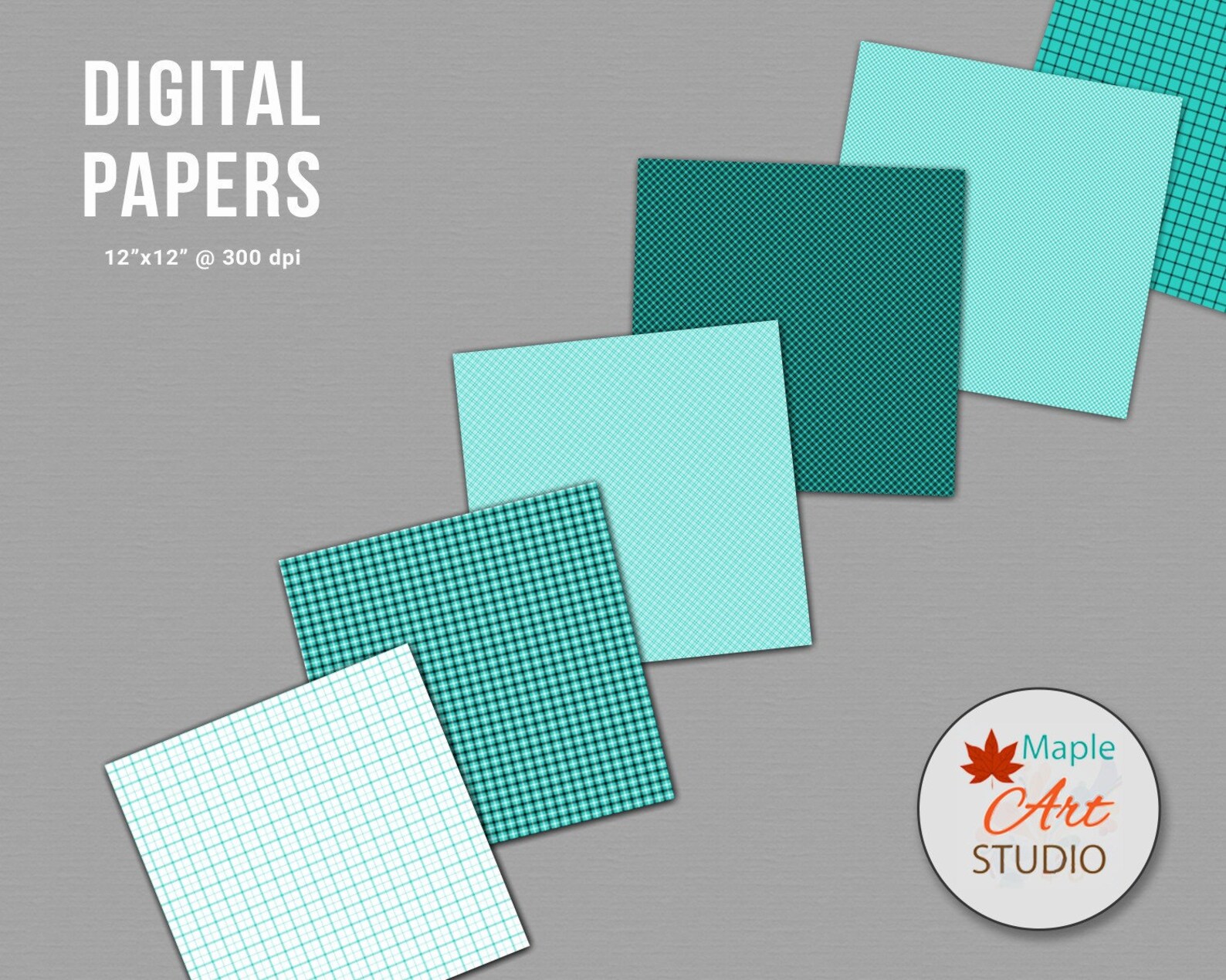 Turquoise Plaid Tartan Digital Paper, Lumberjack, Teal Fabric Patterns ...