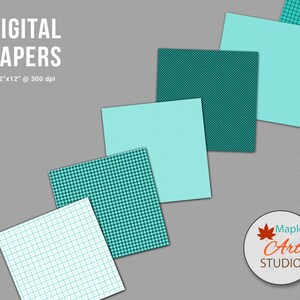 Turquoise Plaid Tartan Digital Paper, Lumberjack, Teal Fabric Patterns ...