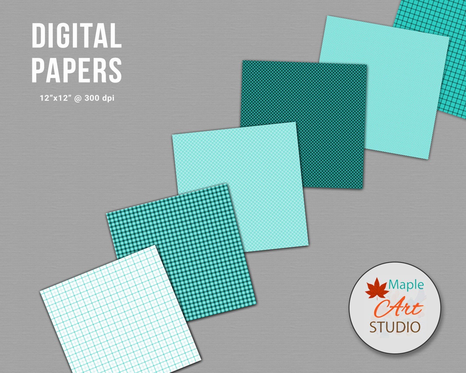 Turquoise Plaid Tartan Digital Paper, Lumberjack, Teal Fabric Patterns ...