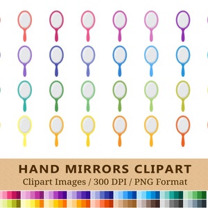 100 Hand Mirror Clipart Set, Makeup Clip Art, Rainbow Colors, Planner ...
