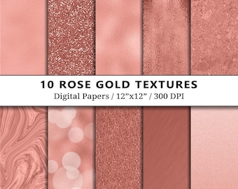 Rose Golds 100 Rose Gold Digital Papers, Rose Gold Textures, Glitter ...