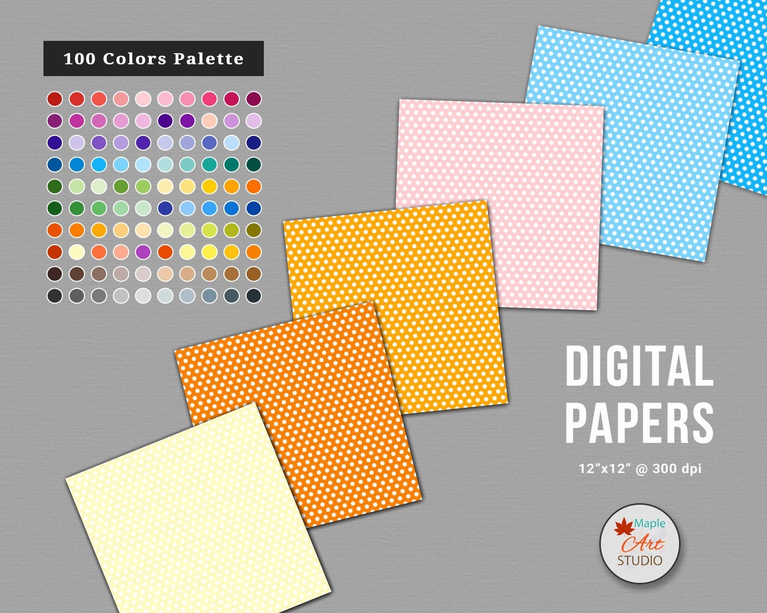 White Polka Dots Digital Paper 100 Rainbow Colors Scrapbook - Etsy
