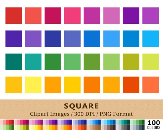 100 Square Clipart Rainbow Colors Planner Stickers clip | Etsy