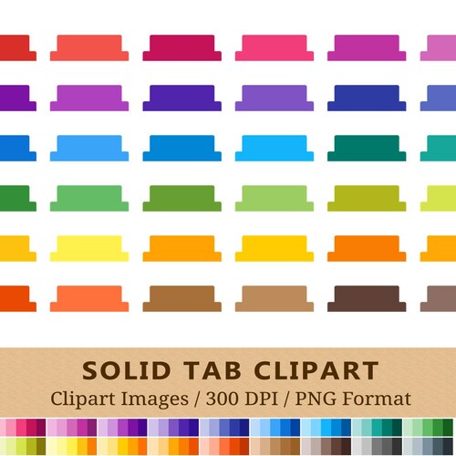 100 Solid Tab Clipart Round Corners Tabs Clip Art Rainbow - Etsy