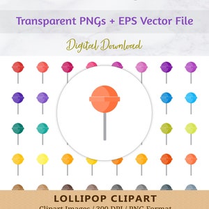 100 Lollipop Clipart, Candy Sweets Clip Art, Rainbow Planner Printable ...