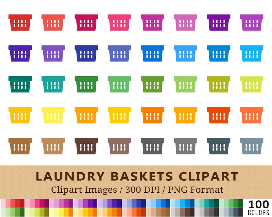 100 Laundry Basket Clipart, Baskets Clip Art, Rainbow Colors, Washing ...