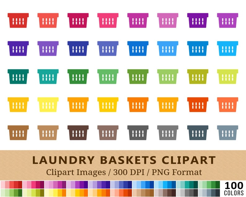 100 Laundry Basket Clipart, Baskets Clip Art, Rainbow Colors, Washing ...