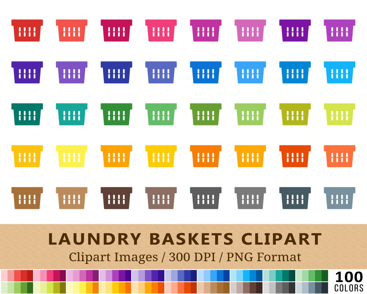 100 Laundry Basket Clipart, Baskets Clip Art, Rainbow Colors, Washing ...