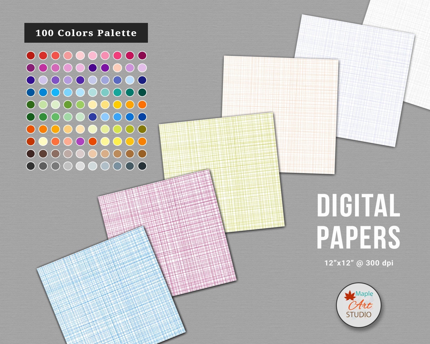 Crosshatch Digital Paper, 100 Rainbow Colors, Lined Fabric Stripes ...