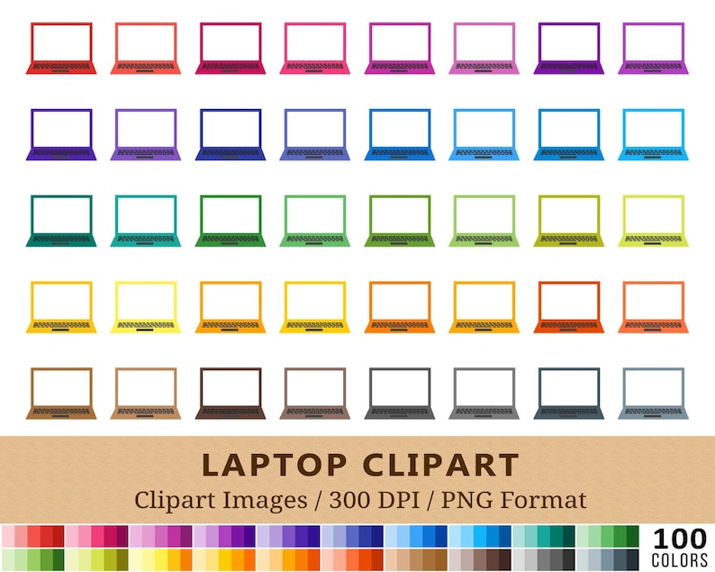 100 Laptop Clipart, Tablet Clip Art, Rainbow Colors, Computer Planner ...
