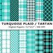 Turquoise Plaid Tartan Digital Paper, Lumberjack, Teal Fabric Patterns ...