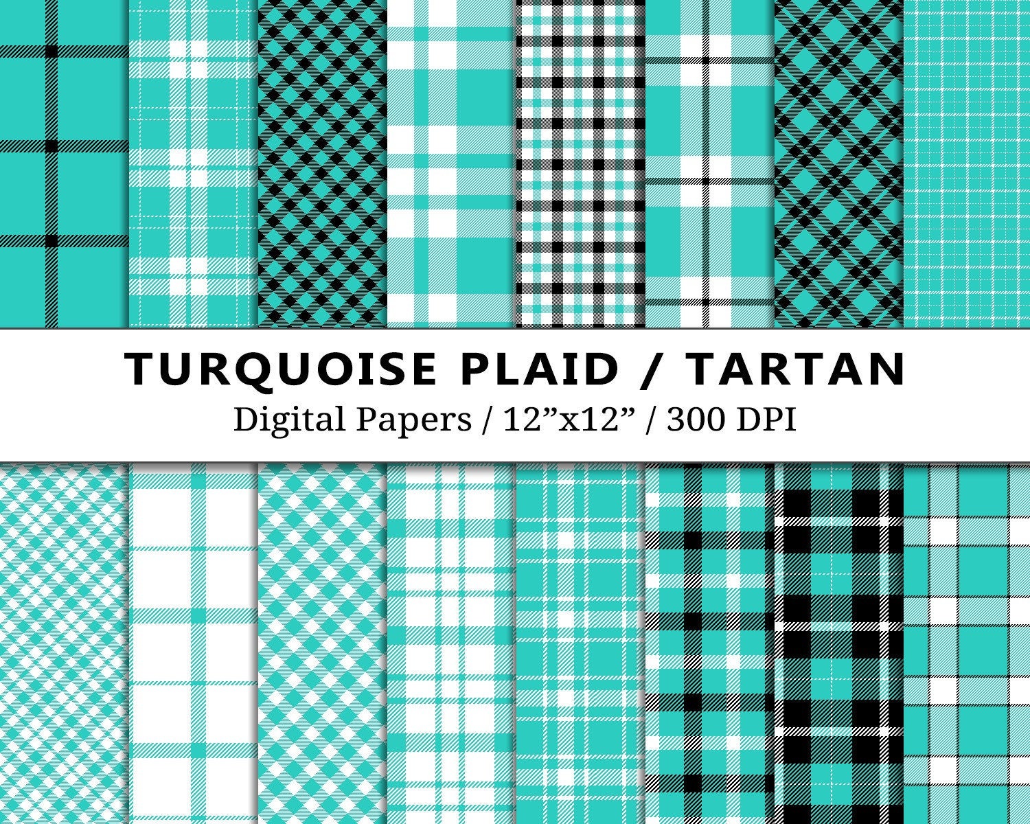 Turquoise Plaid Tartan Digital Paper, Lumberjack, Teal Fabric Patterns ...