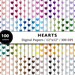 Rainbow Hearts Digital Paper, Hearts Printable, Scrapbook Paper, 100 ...