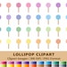 100 Lollipop Clipart, Candy Sweets Clip Art, Rainbow Planner Printable ...