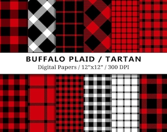 Blue Plaid Tartan Digital Papers Pack, Lumberjack Flannel, Fabric ...