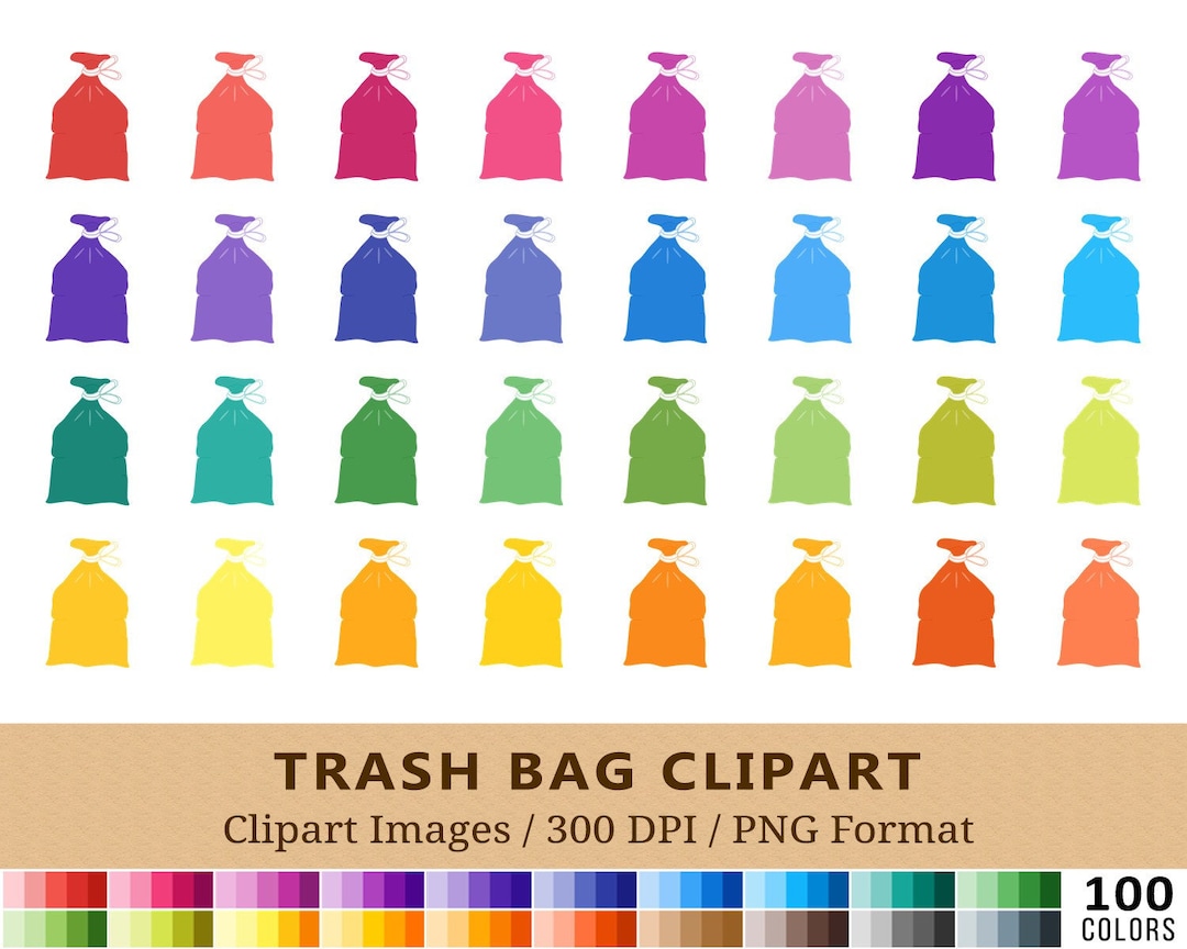 100 Trash Bag Clipart, Garbage Recycle Clip Art, Rainbow Colors Planner ...