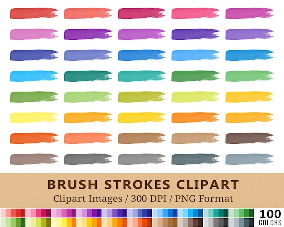 100 Brush Stroke Clipart Watercolor Paint Brush Clip Art | Etsy UK
