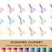 100 Scissors Clipart, Sewing Cutting Crafting Clip Art, Rainbow Colors ...