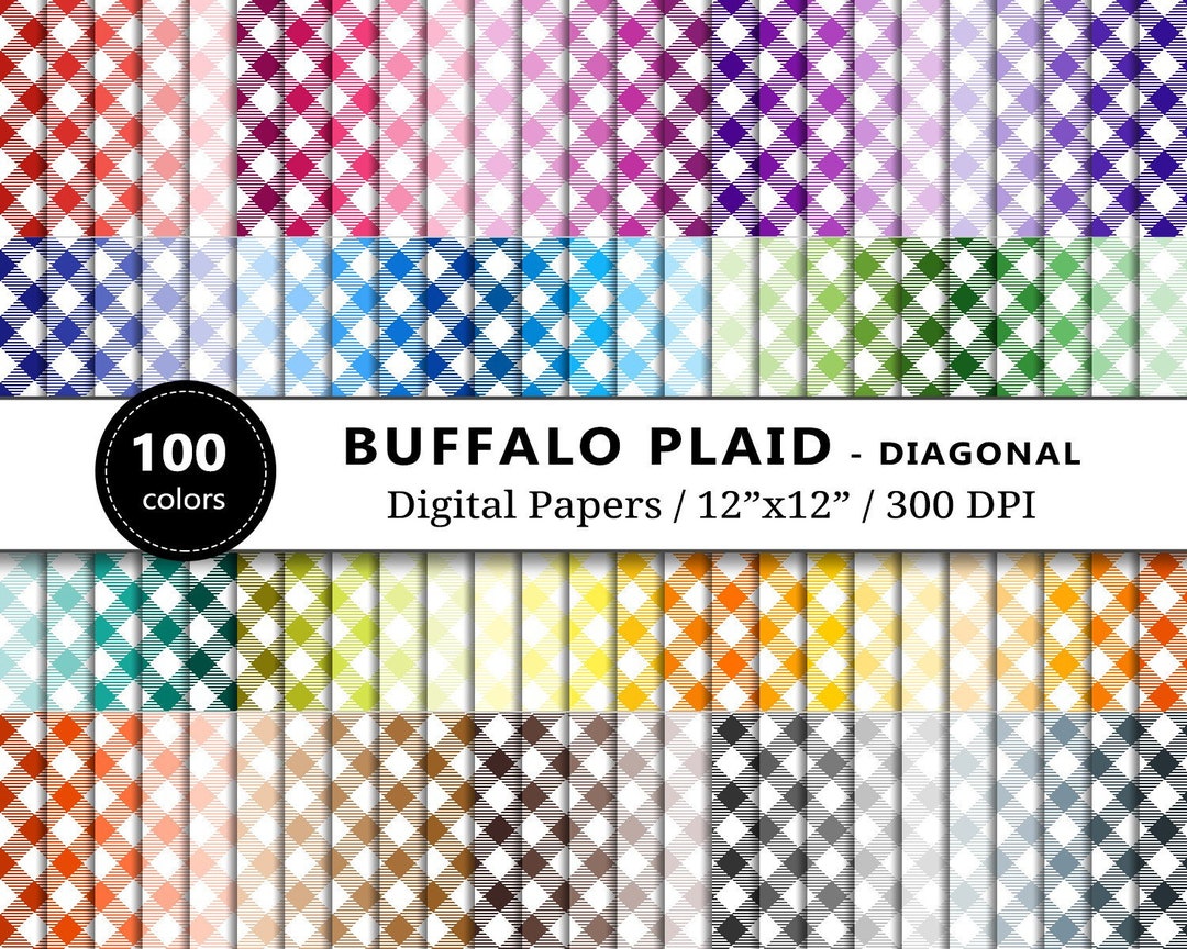 Diagonal Buffalo Check Plaid Digital Papers, Gingham Lumberjack Flannel ...