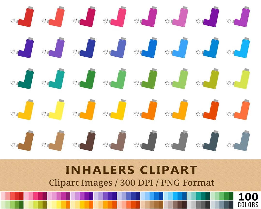 100 Inhaler Clipart Asthma Clip Art Rainbow Colors Planner - Etsy