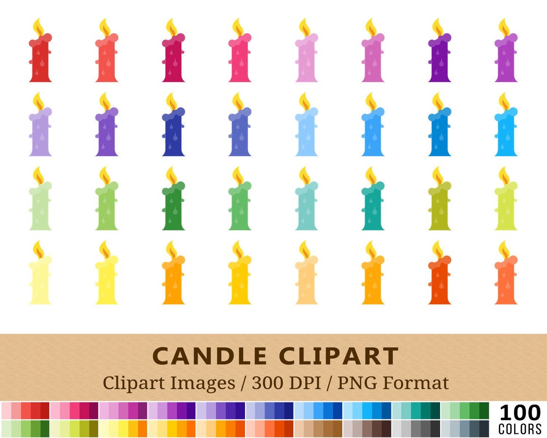 100 Candle Clipart, Birthday Party Clip Art, Rainbow Colors, Invitation ...