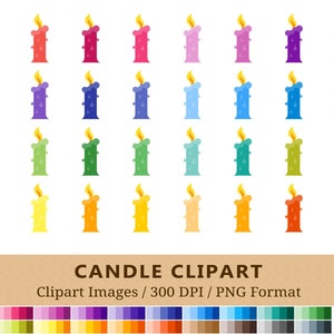 100 Candle Clipart, Birthday Party Clip Art, Rainbow Colors, Invitation ...