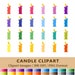 100 Candle Clipart, Birthday Party Clip Art, Rainbow Colors, Invitation ...