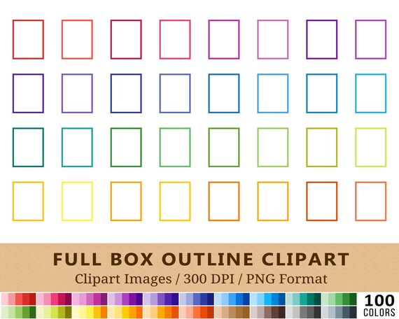 100 Outlined Full Box Clipart Planner Supplies Blank Full | Etsy