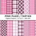 Pink Plaid Tartan Digital Papers Pack, Pink Black Fabric Patterns ...