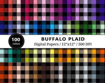 Buffalo Plaid Basic Colors Digital Paper Set Lumberjack - Etsy