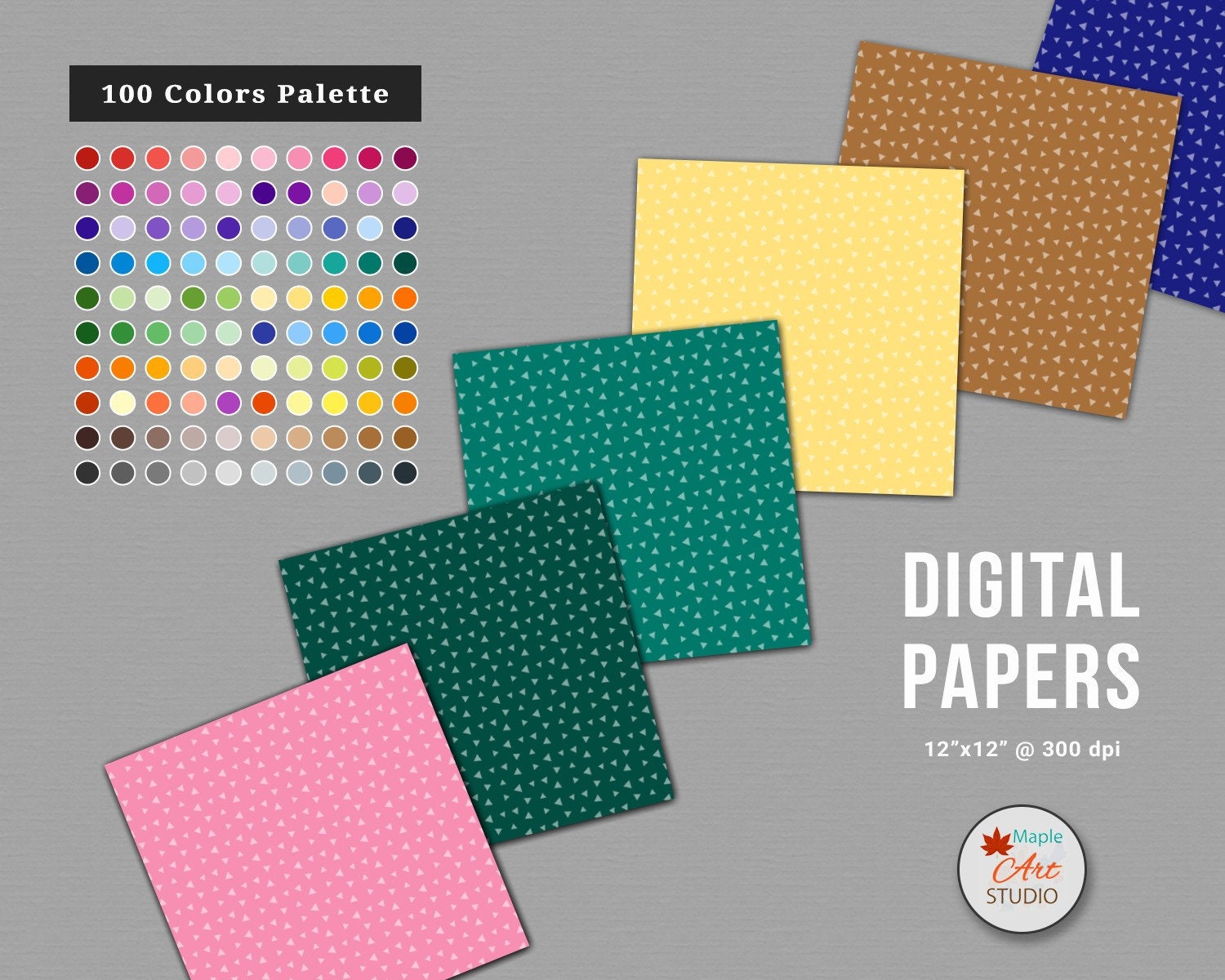Tinted Confetti Triangles Digital Paper, 100 Rainbow Colors, Scrapbook ...