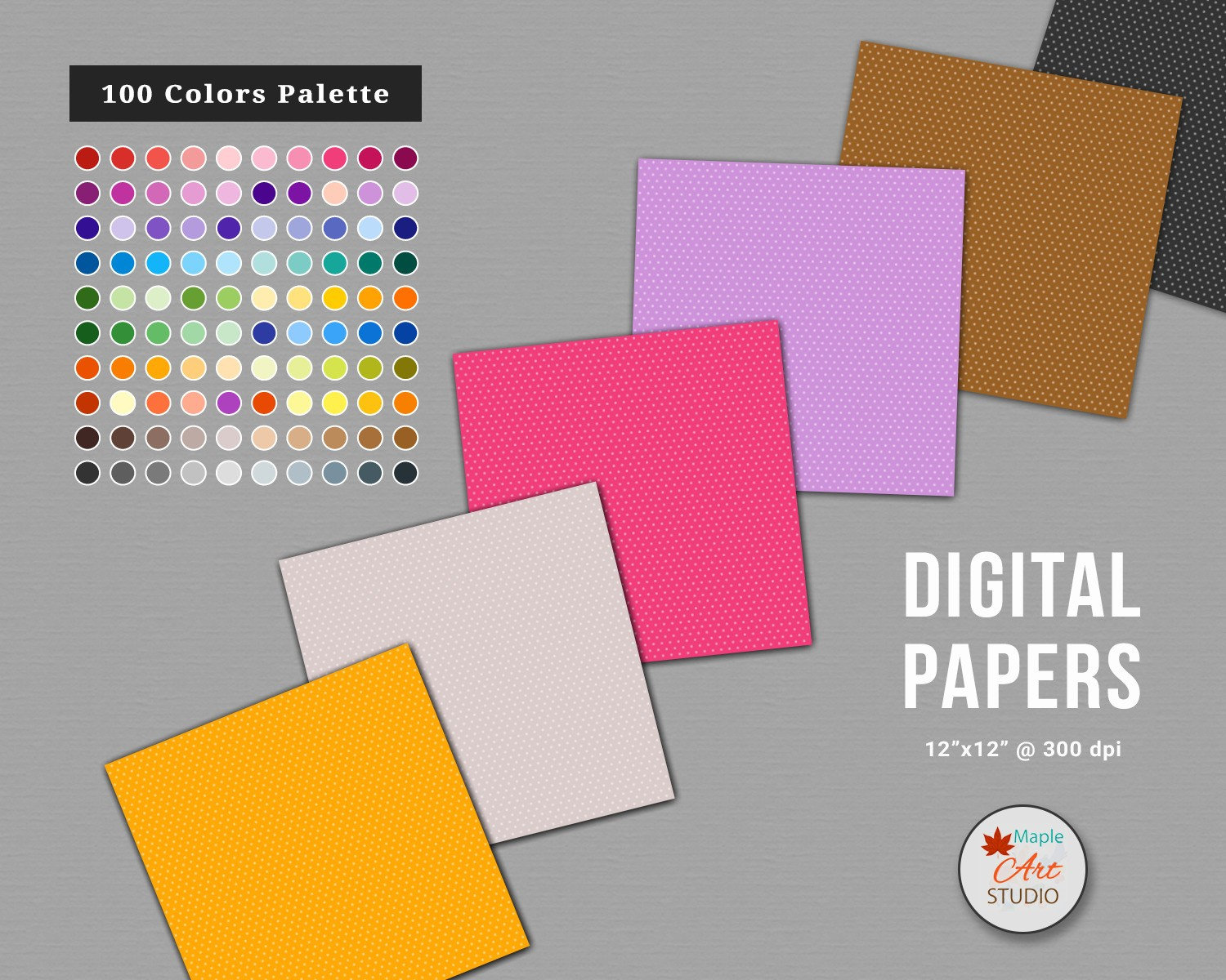 Tinted Polka Dots Digital Paper, 100 Rainbow Colors, Scrapbook Papers ...