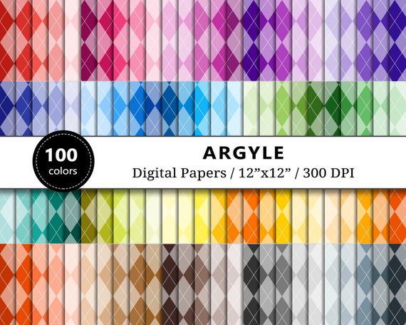 Argyle Digital Paper 100 Rainbow Colors Stitched Diamond | Etsy